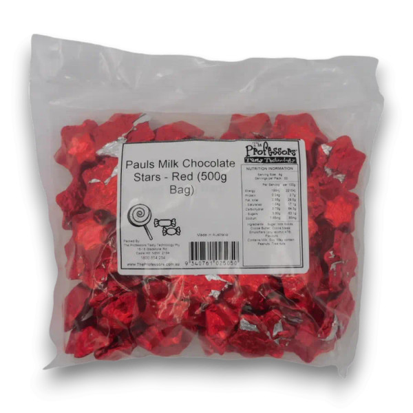 Pauls Milk Chocolate Stars - Red 500g | Foiled Chocolates