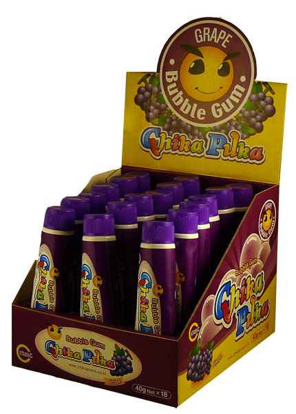 Chika Puka Squeezable Bubble Gum Grape (18 x 40g Tubes)