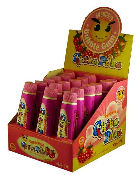 Chika Puka Squeezable Bubble Gum Strawberry – 18 x 40g Tubes