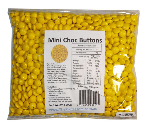 Get Mini Choc Buttons - Yellow at The Professors Online Lolly Shop (4732)