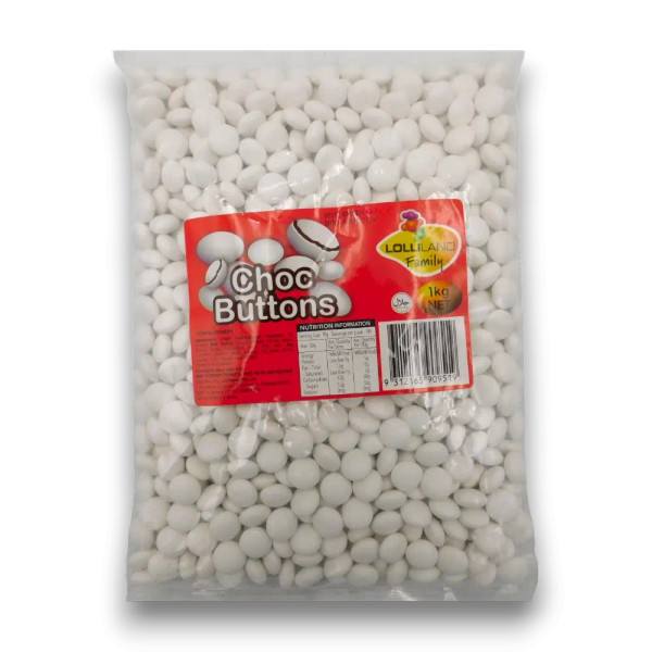 Lolliland White Choc Buttons 1kg Bag | Buy Online
