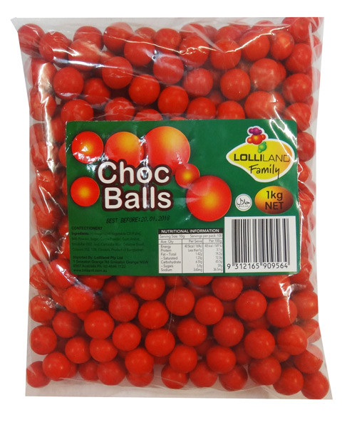 Get Lolliland Choc Balls - Red at The Professors Online Lolly Shop (5328)