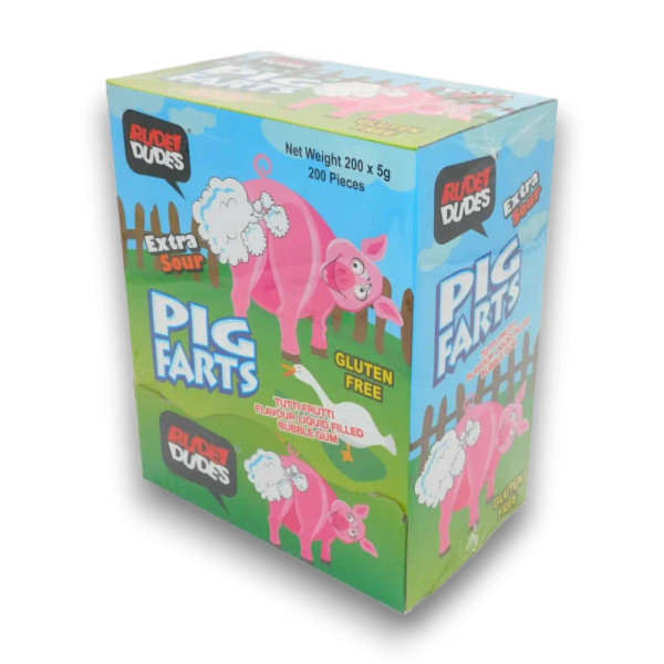 Rude Dudes Pig Farts Extra Sour Bubble Gum (200pc Box)