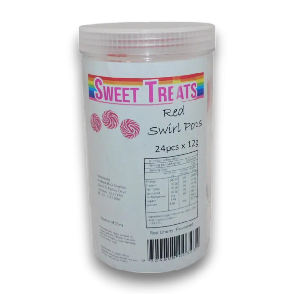 Sweet Treats Red Small Swirly Pops - 4cm wide (24 x 12g)