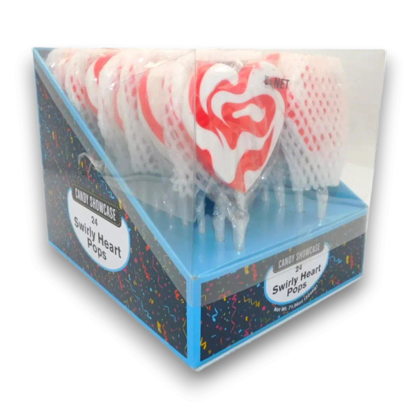 Candy Showcase Red Mega Swirl Heart Pops (24 x 85g)