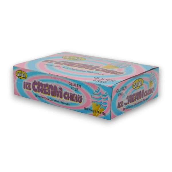 JoJo Ice Cream Chews - Strawberry & Caramel 24 x 25g Bars