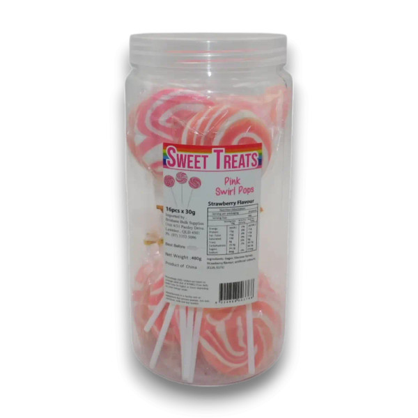 Sweet Treats Pink Swirl Pops | Order 16-Pack Jar Online