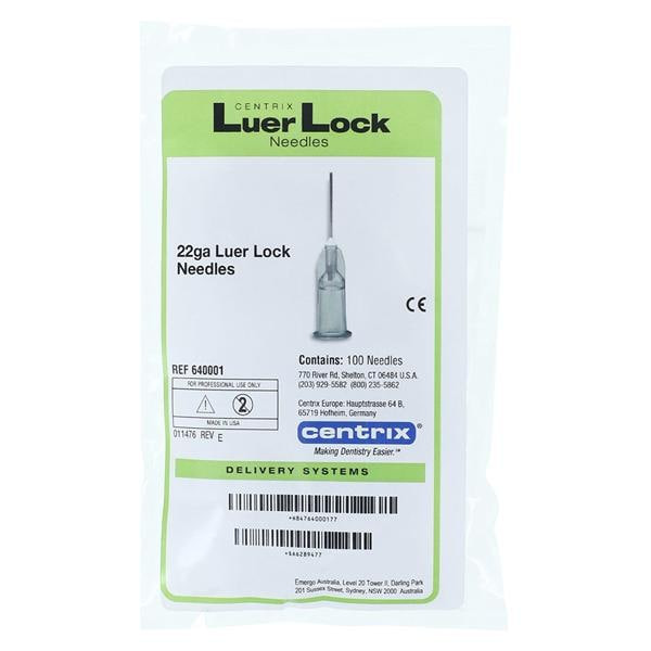 Luer-Lock Needle Tips 22 Gauge 100/Pk - Dental Brands