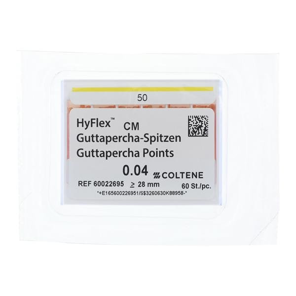 Hyflex CM Gutta Percha Points Size #50 Yellow 60/Pk - Dental Brands