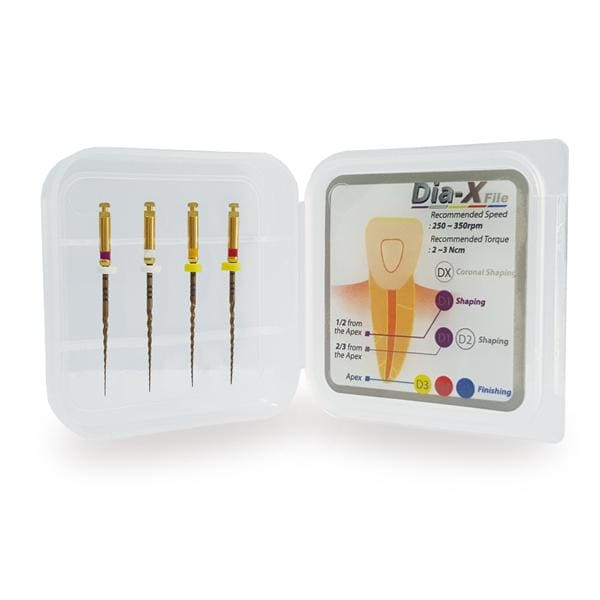 Dia-X Ni-Ti Rotary Files, 4/Box - Dental Brands