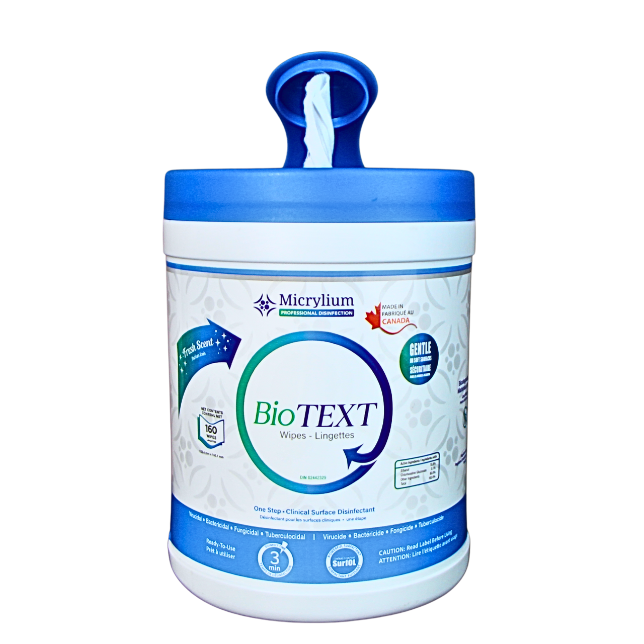 BioTexT Clinical Surface Disinfectant Canister Wipe, 160/Can