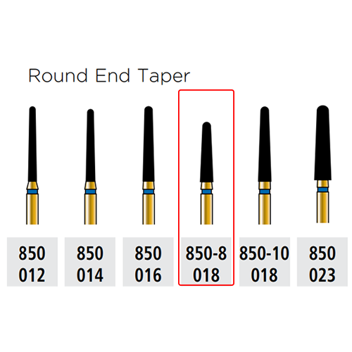 Alpen FG 850-8C 018 Round End Taper Diamond Bur 5/Pk - Dental Brands