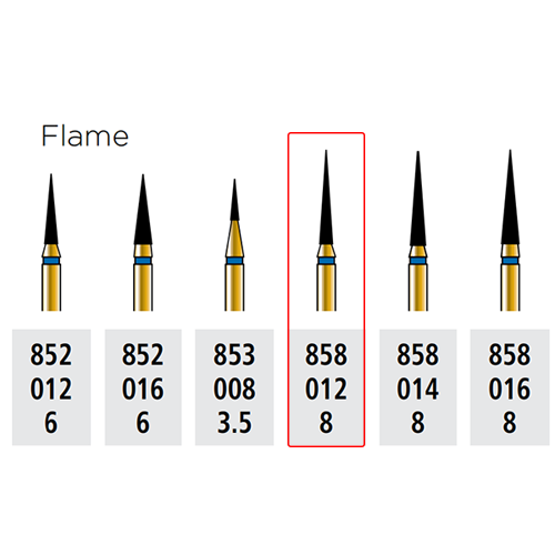 Alpen FG 858F 012 Flame Shape Diamond Bur 5/Pk - Dental Brands