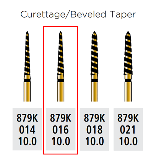 Alpen FG 879KTC 016 TurboCut Curettage/Beveled Taper Diamond Bur 5/Pk ...
