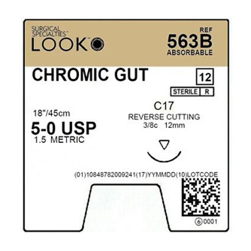 Sutures. Chromic Gut. 563B 5-0 18" C-17 3/8 Circle 12mm 12/Pk - Dental ...