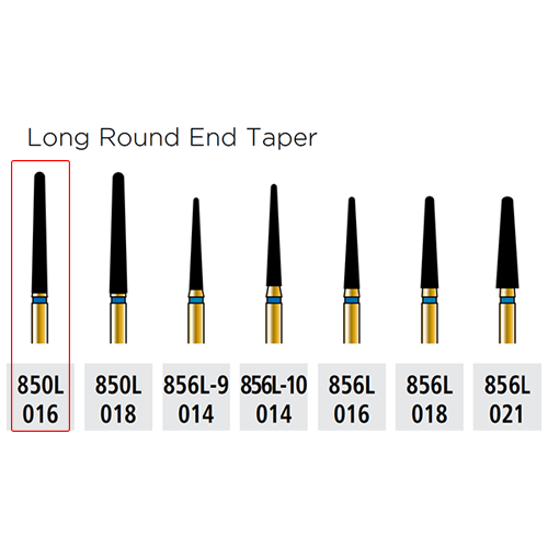 Alpen FG 850-LC 016 Long End Round Taper Diamond Bur 5/Pk - Dental Brands