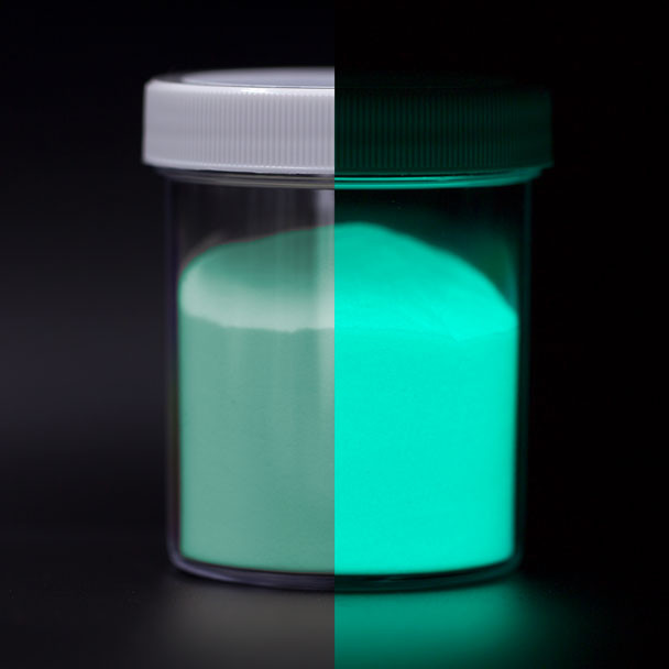 Fluorescent Aqua Glow in the Dark Powder | Techno Glow Inc