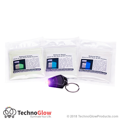 3 Color Glow Powder Coarse Kit with UV Light