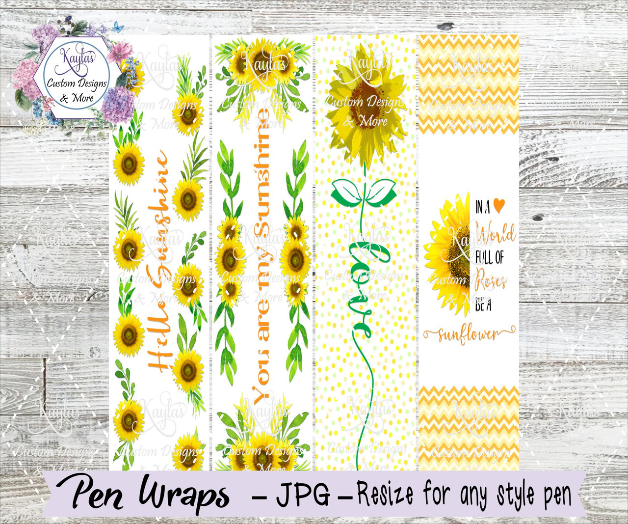 Sunflower Summer Pen Wraps Digital Download