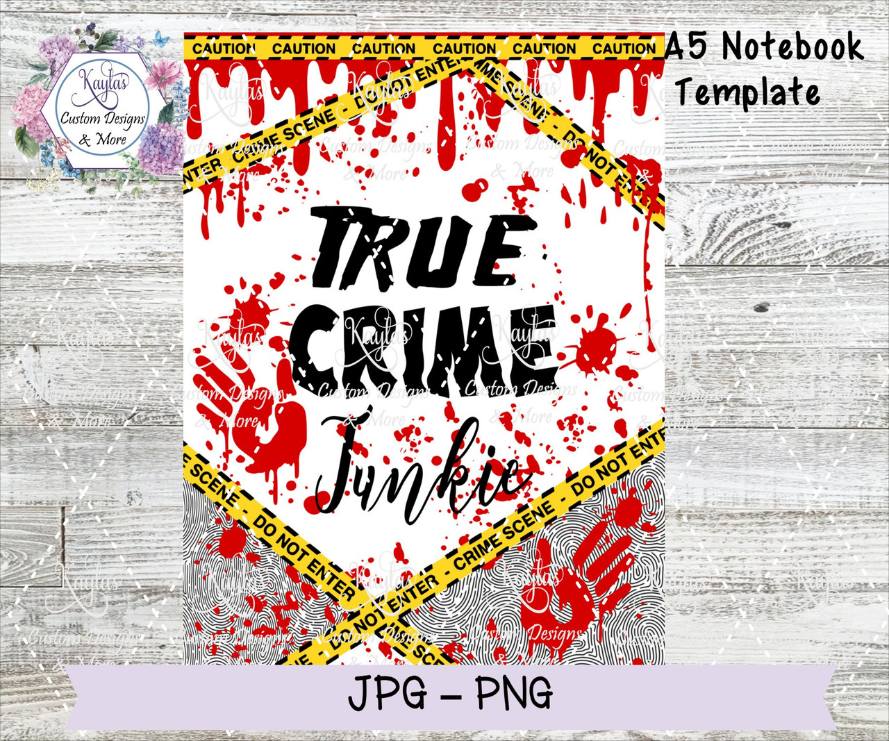 True Crime Junkie-Finger Prints Notebook Template Digital Download