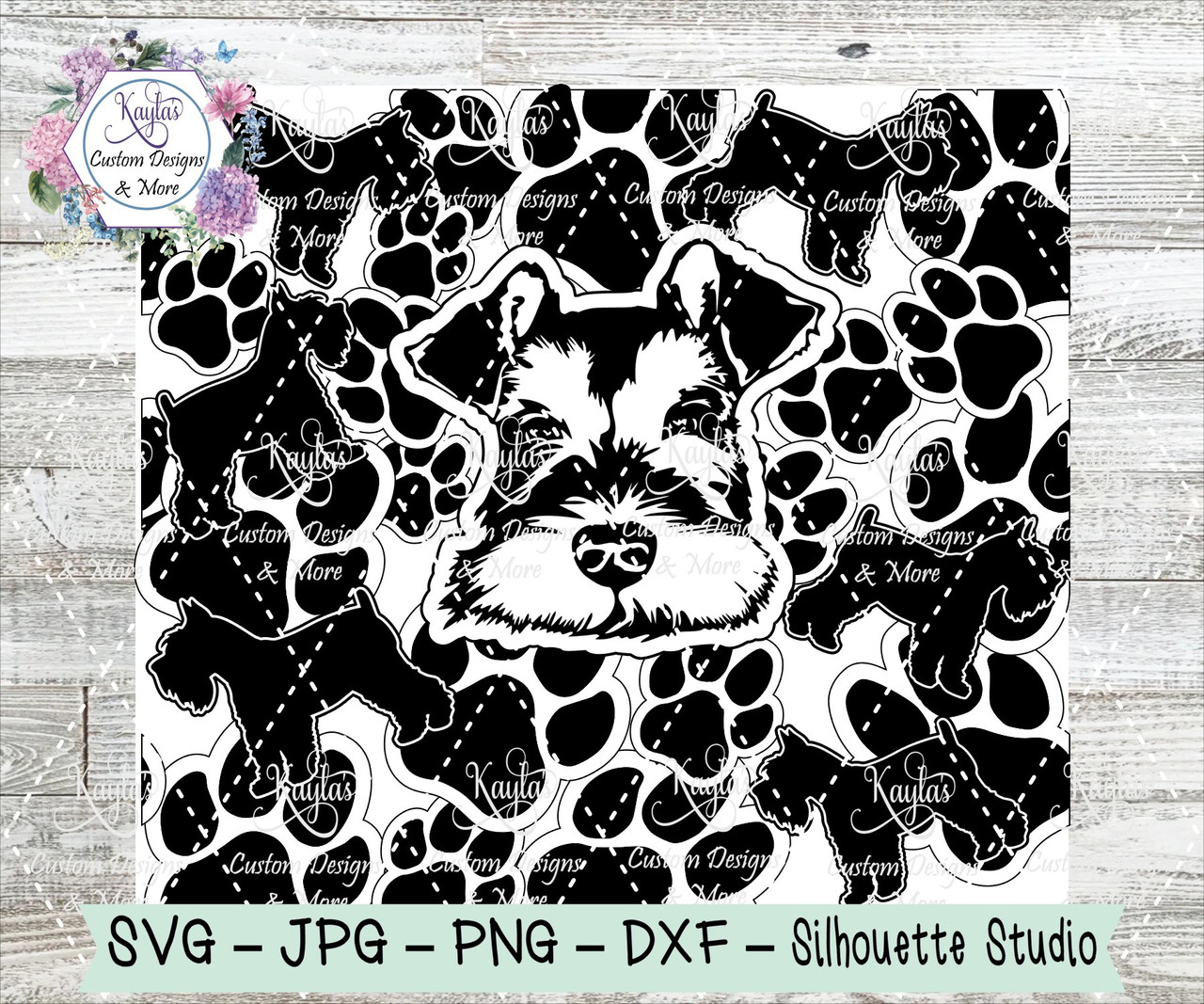 Miniature Schnauzer Burst Tumbler Template Digital Download