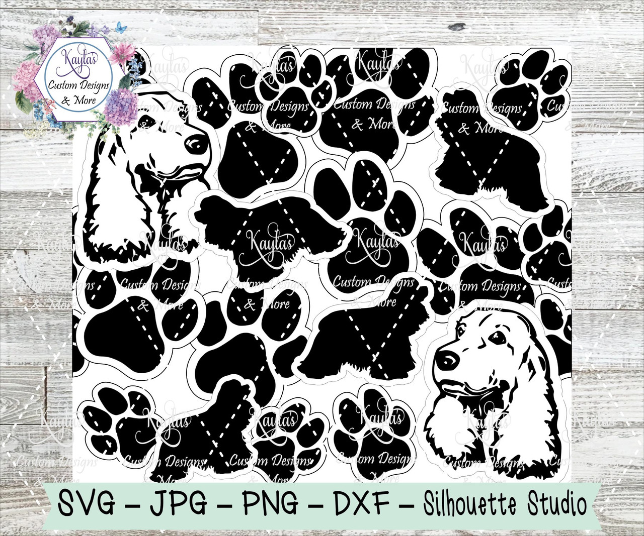 Cocker Spaniel Burst Tumbler Template Digital Download