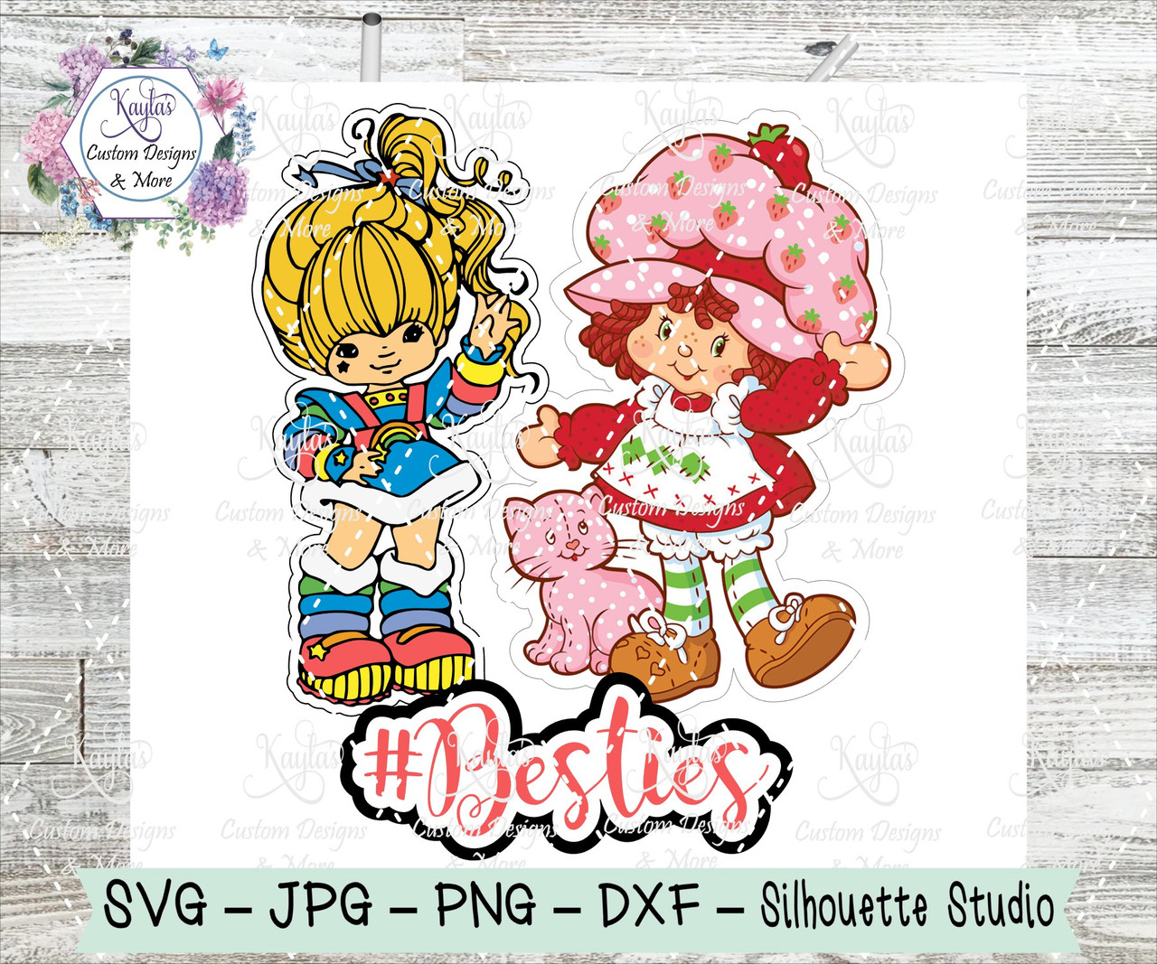 Besties Rainbow Bright and Strawberry Shortcake Burst Tumbler Template ...