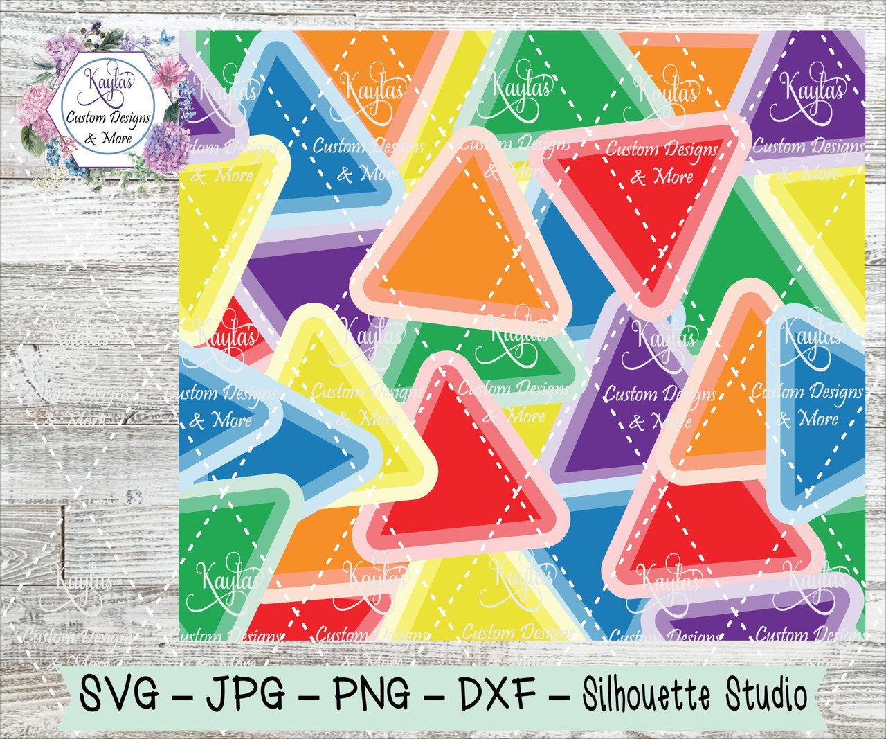 Triangles Burst Tumbler Template Digital Download