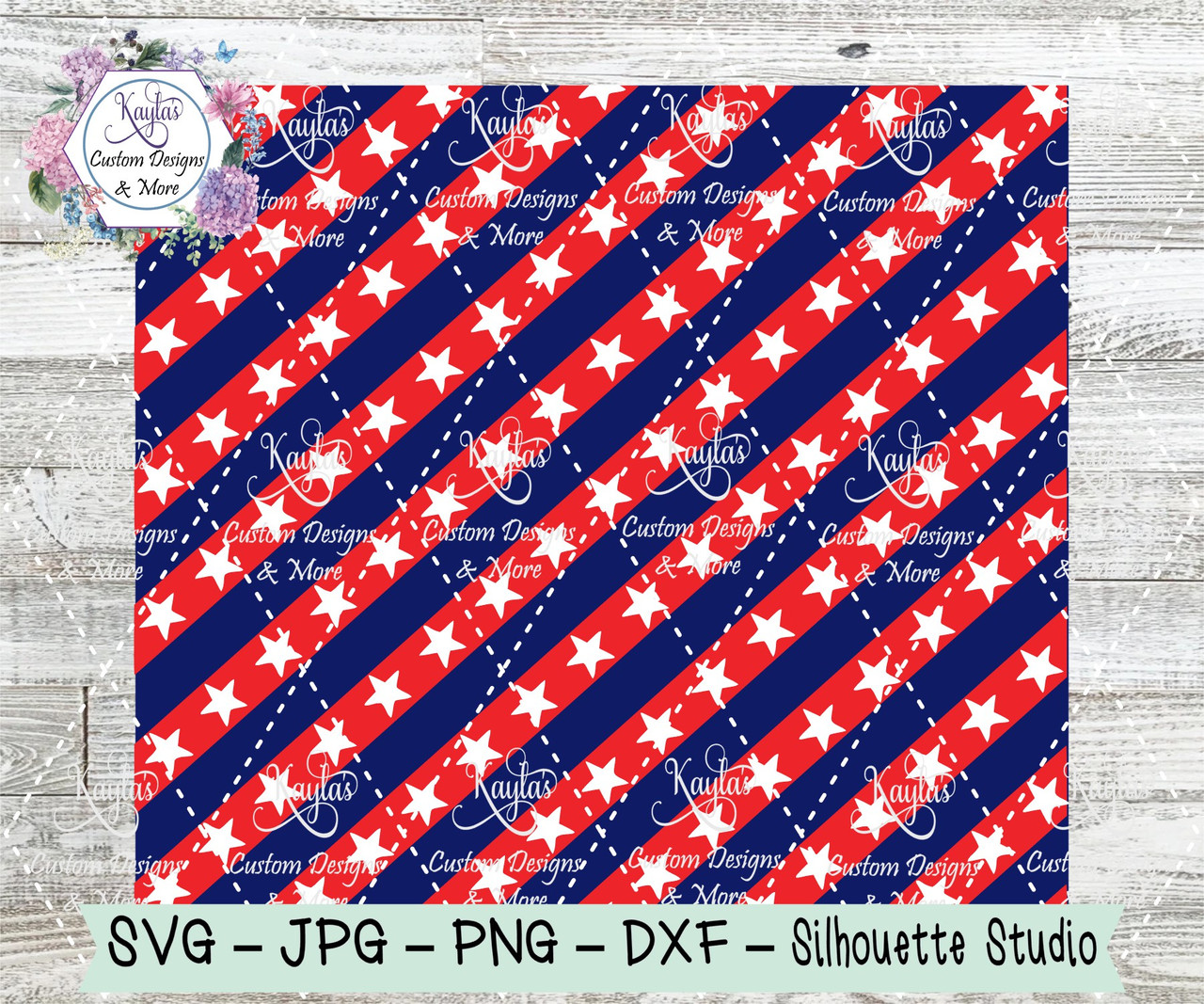 Stars and Stripes Tumbler Template Digital Download