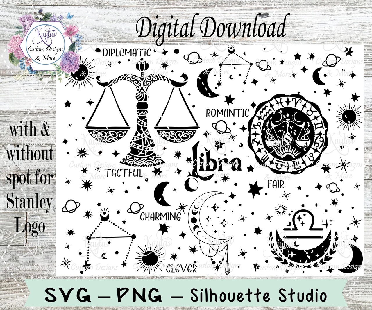 Libra Zodiac Sign SVG Tumbler Template Digital Download
