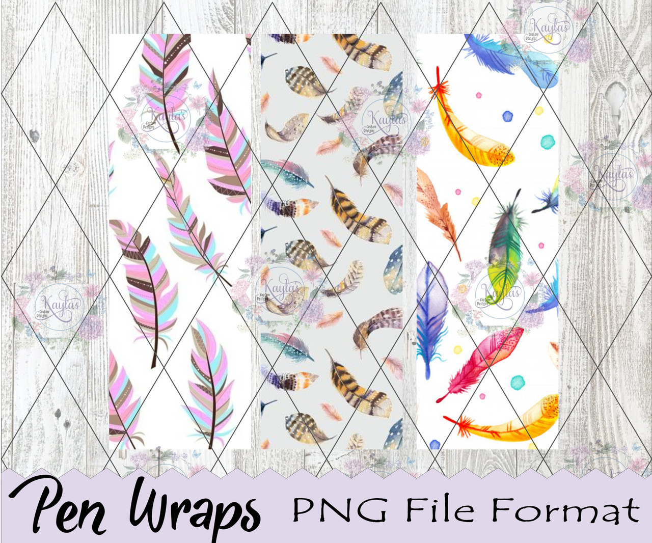 Boho, Feather and Cow Skull Pen Wraps Digital Download