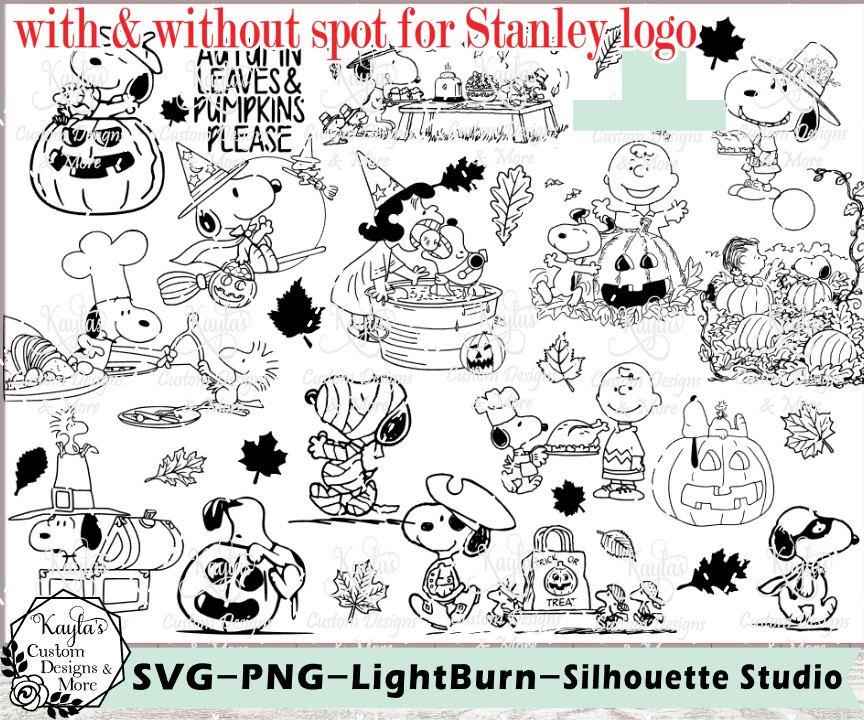 Fall Snoopy, Peanuts Dog SVG Tumbler Template Digital Download