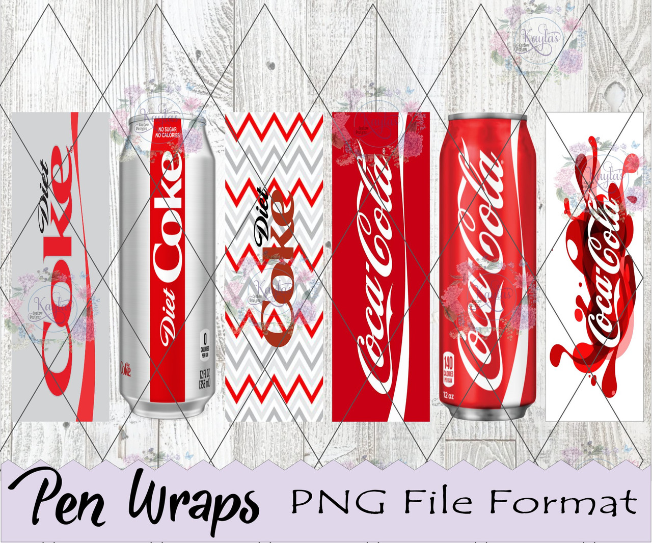 Coke and Diet Coke Pen Wraps Digital Download
