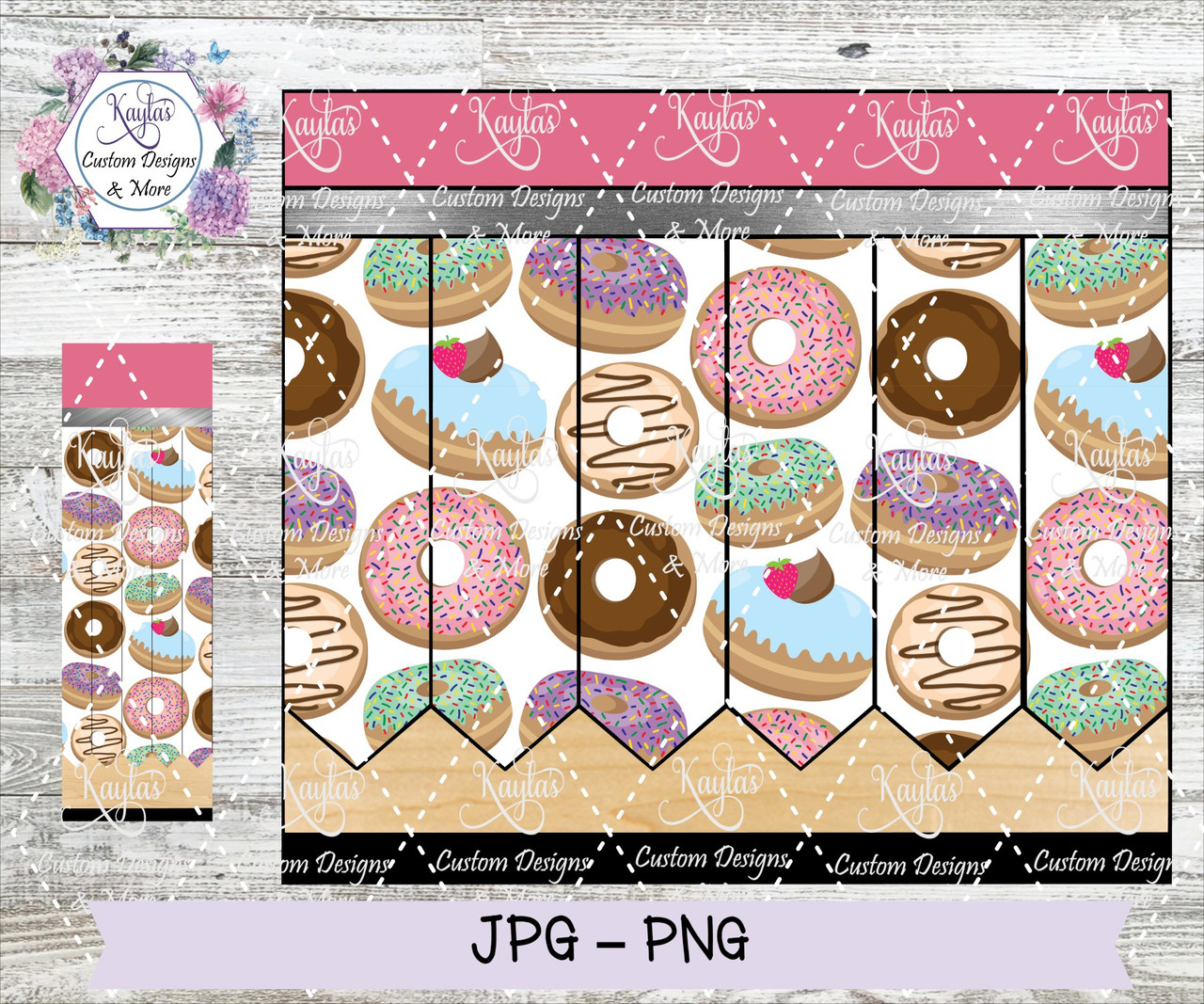 Donut Pencil Tumbler Wrap with Pen Wraps Digital Download