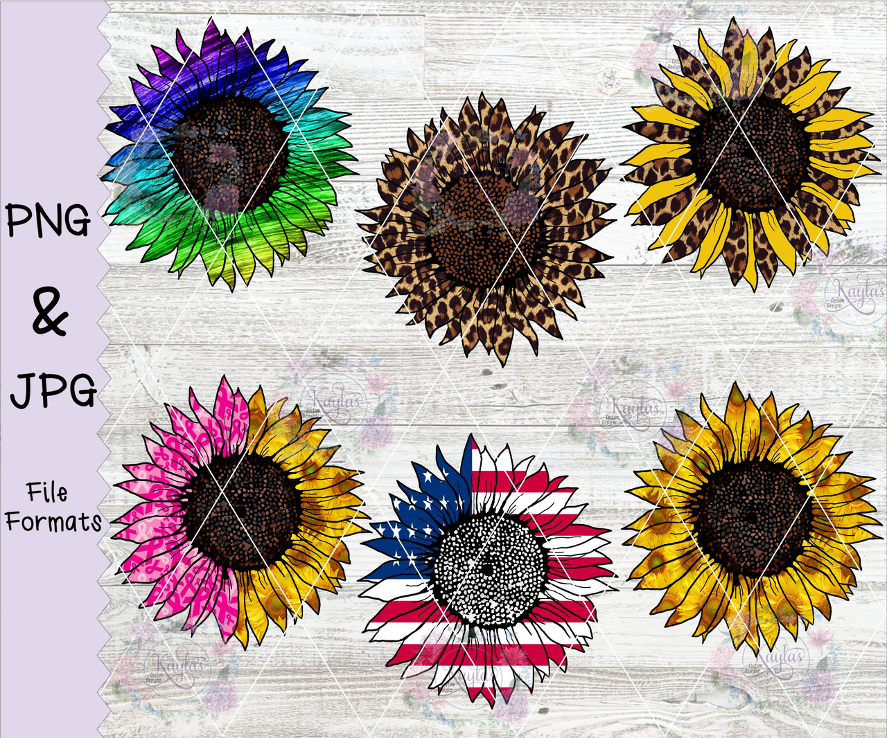 Multi Colored Sunflowers Digital Download