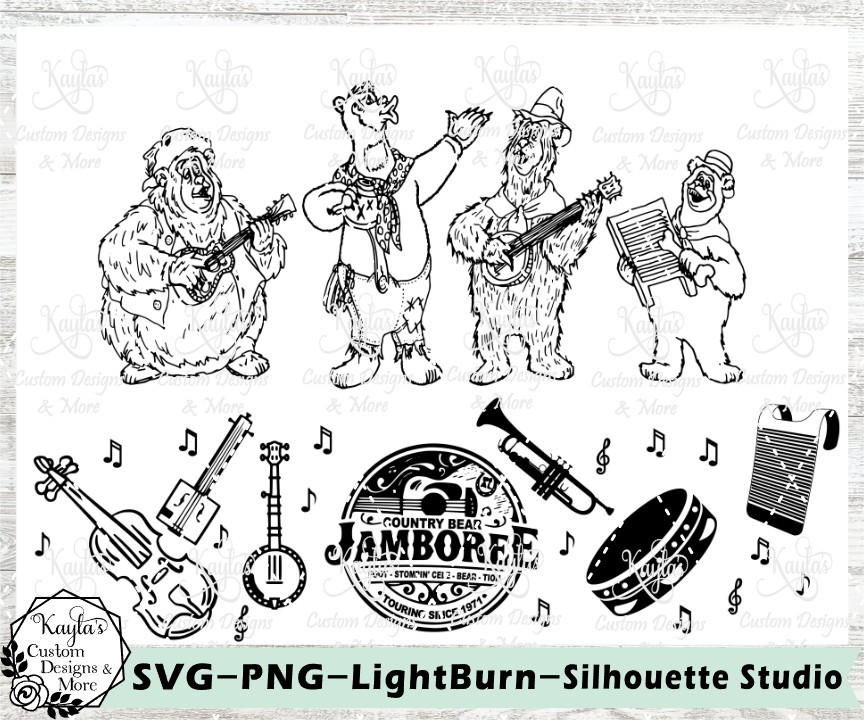 Country Bear Jamboree SVG Tumbler Template Digital Download