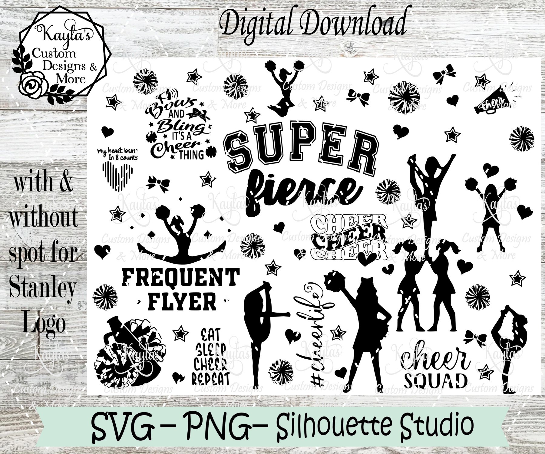 Cheerleading SVG Tumbler Template Digital Download