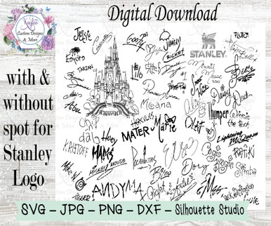 Disney Character Signatures SVG Tumbler Template Digital Download
