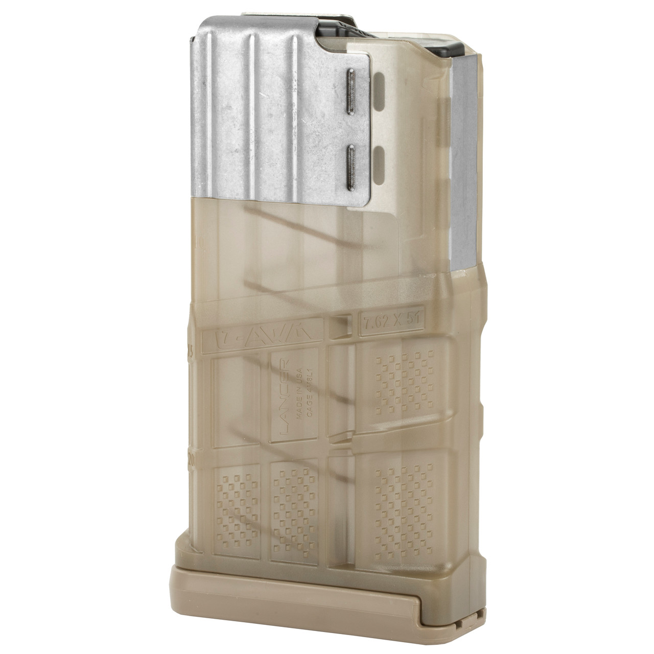 Lancer L7 AR10 Magazine, 20RD, FDE Translucent - AB Prototype
