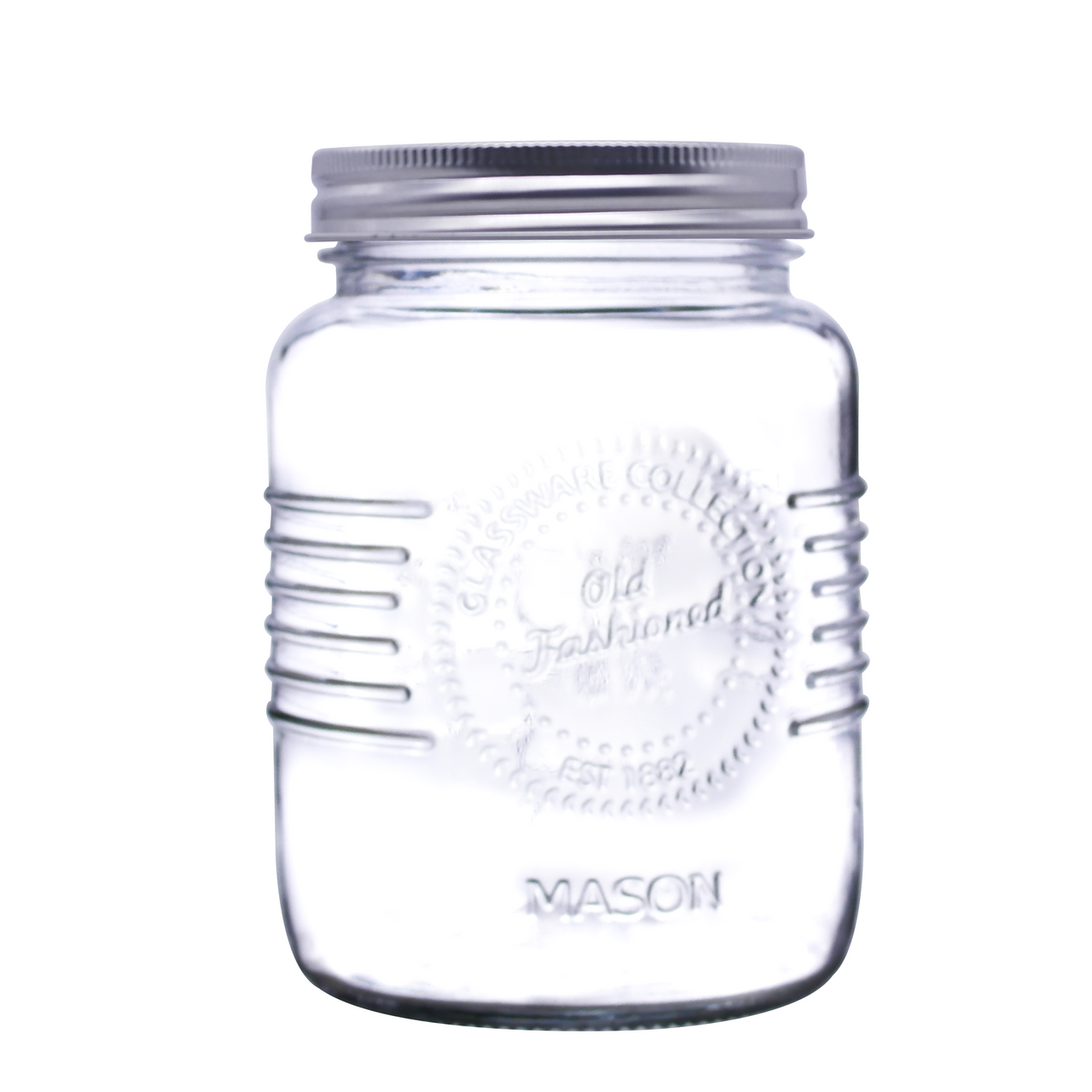 Mason Jar - 1L Old Fashioned Jar with Silver two piece lid - Ideal for ...