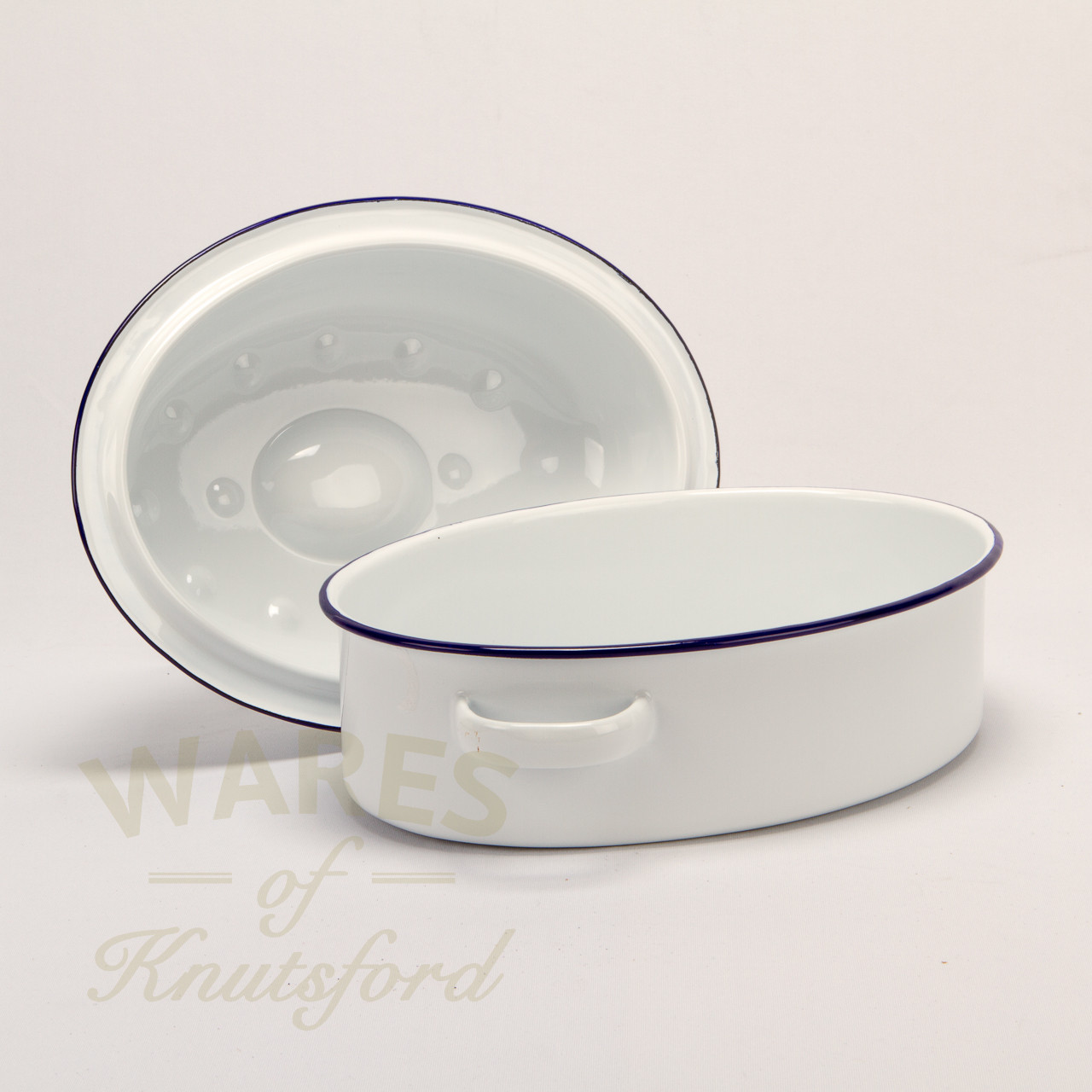 Falcon 26cm Oval Oven Roaster | Blue and White Traditional Enamelware