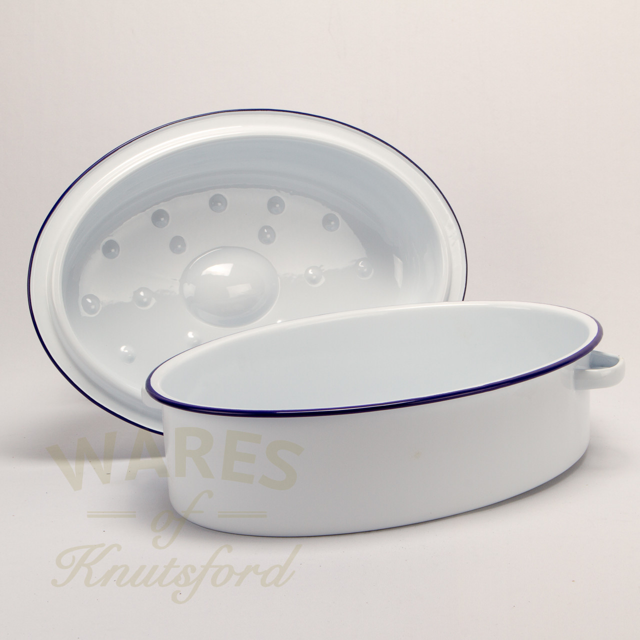 Falcon 36cm Oval Oven Roaster | Blue and White Traditional Enamelware