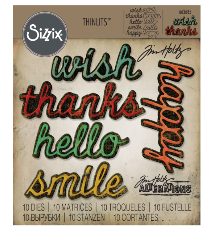 Sizzix - Tim Holtz Alterations - Thinlits Die - Shadow Script #2 (10 Dies) - Craft All Day