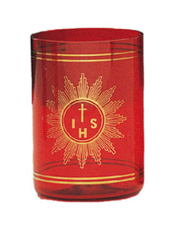 SMALL Red Glass Sanctuary Candle Holder (CW3D) - Ark Religious Supplies P/L