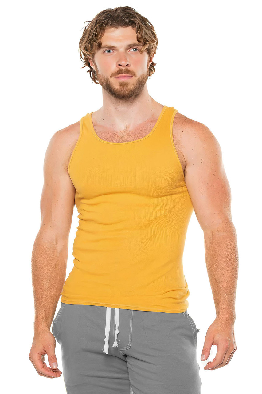 Go Softwear California Lounge Rib Tank Gold 4915 Gd Mens Tank Top