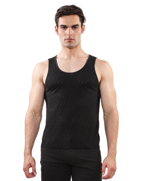ST33LE Stretch Gossamer Knit Tank | Black Chevron | Mens Tank Tops ...