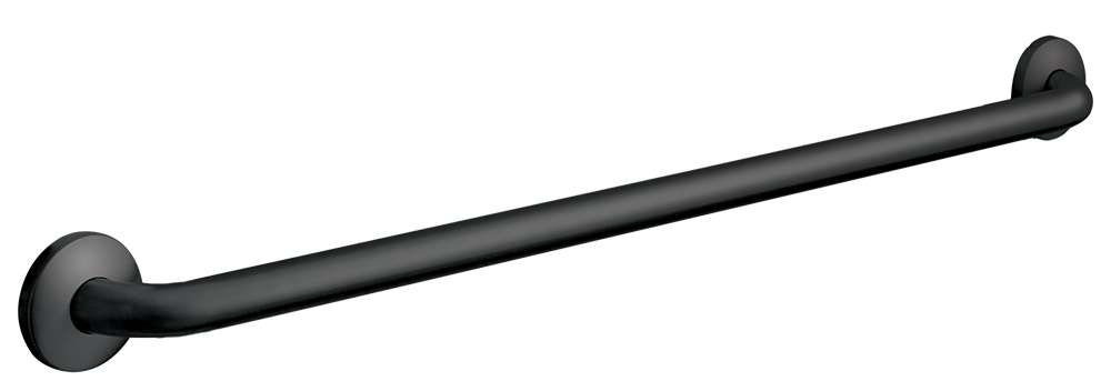 ASI 3801-36-41 - 1-1/2" Matte Black Grab Bar with Concealed Flange Covers - 36” (Smooth Grip ...
