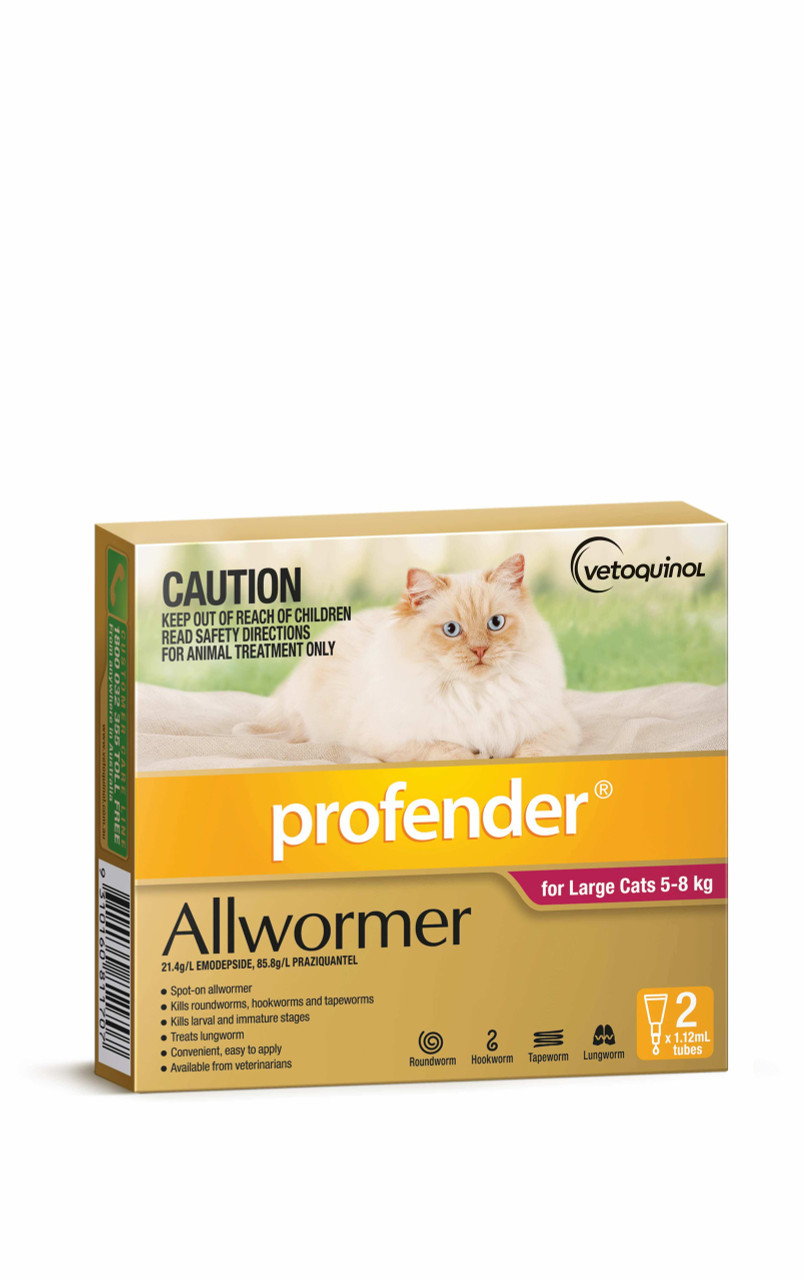Profender Allwormer for Cats 5-8kg - Red 2 Doses| Sierra Pet Products ...