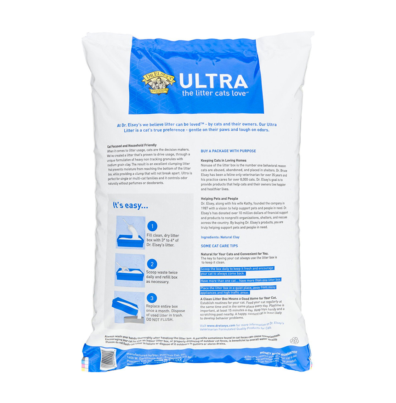 Dr Elseys Precious Cat Ultra Unscented Clumping Clay Cat Litter 40