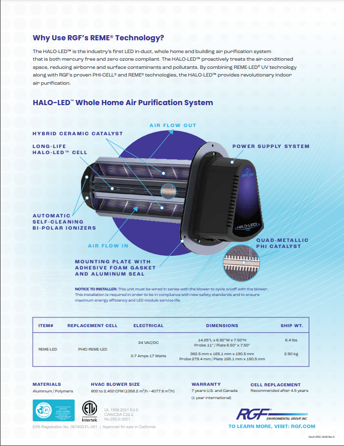 REME-LED 24V U.V. LIGHT - Budget Air Supply & Equipment